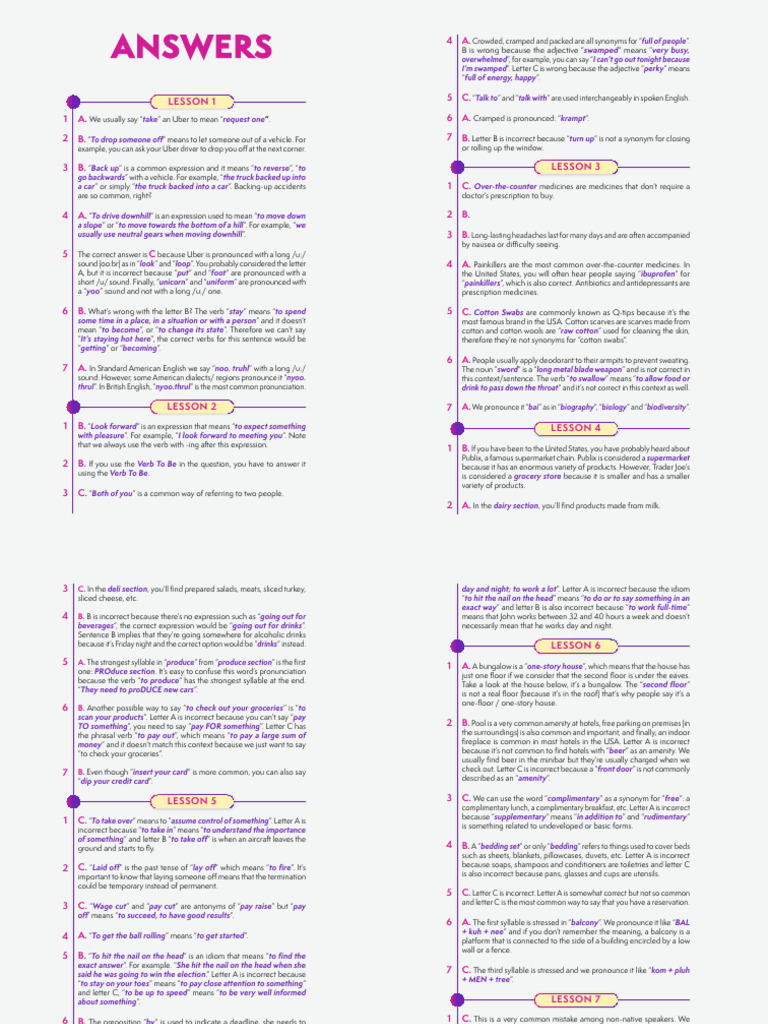 Exercise Answers | PDF