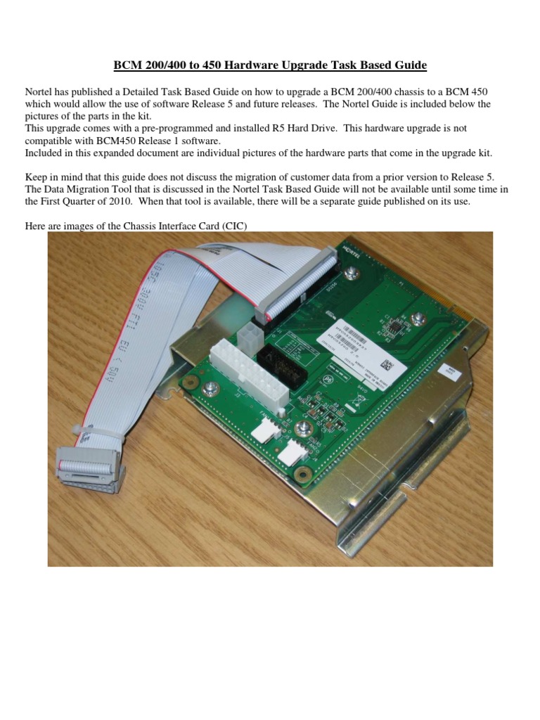 Upgrading A BCM200 400 4.0 To BCM450R5 Task Based Guide With Kit ...