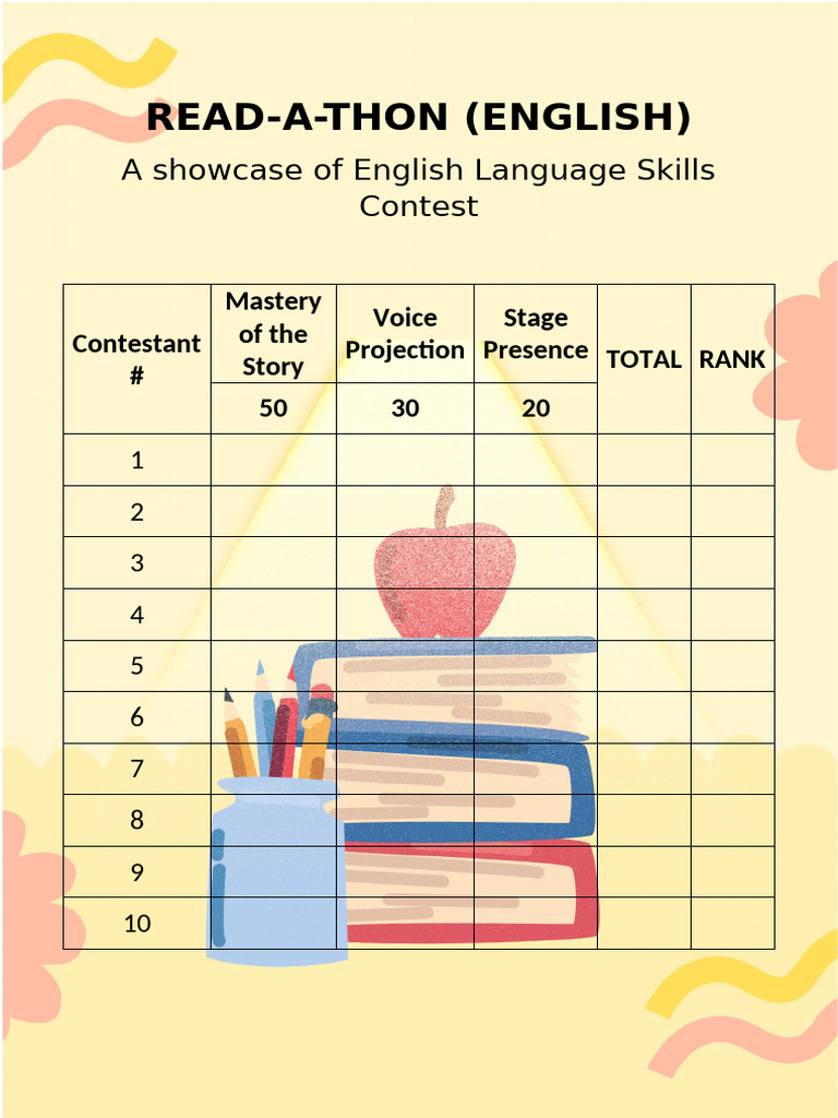 Scoring Sheet - READ A THON | PDF