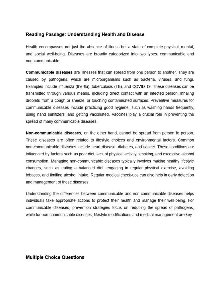 Reading Passage_ Understanding Health and Disease-2 | PDF