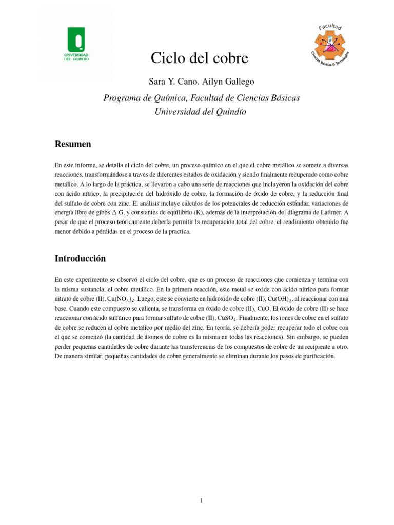 Practica Ciclo Del Cobre | PDF