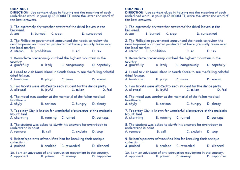 Q1 Quiz No. 1 | PDF