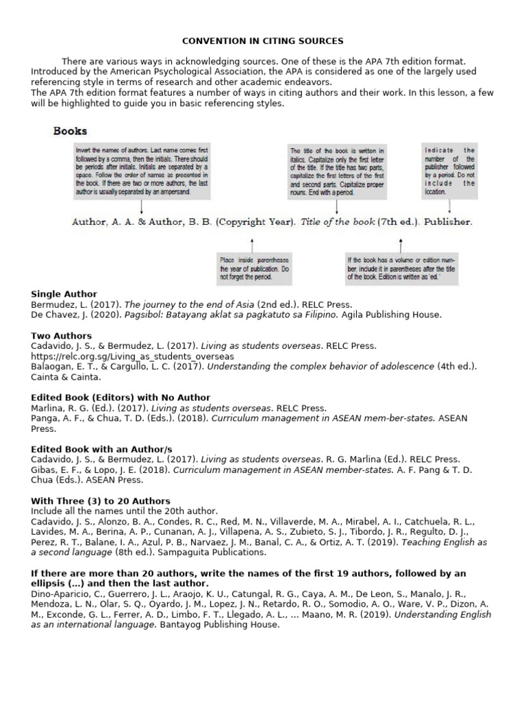 Convention in Citing Sources | PDF