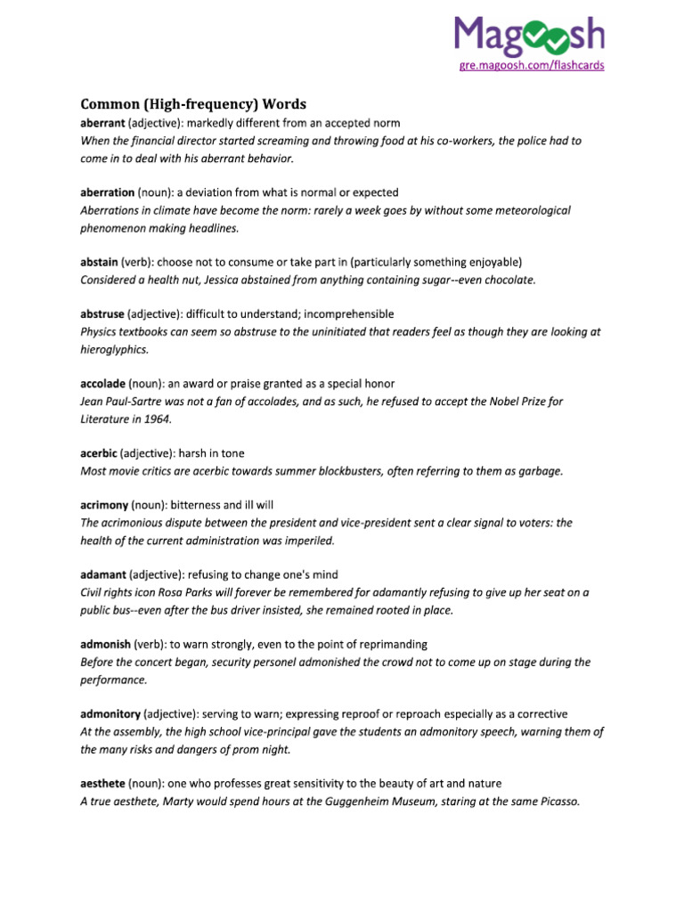 Magoosh 1000 Words | PDF