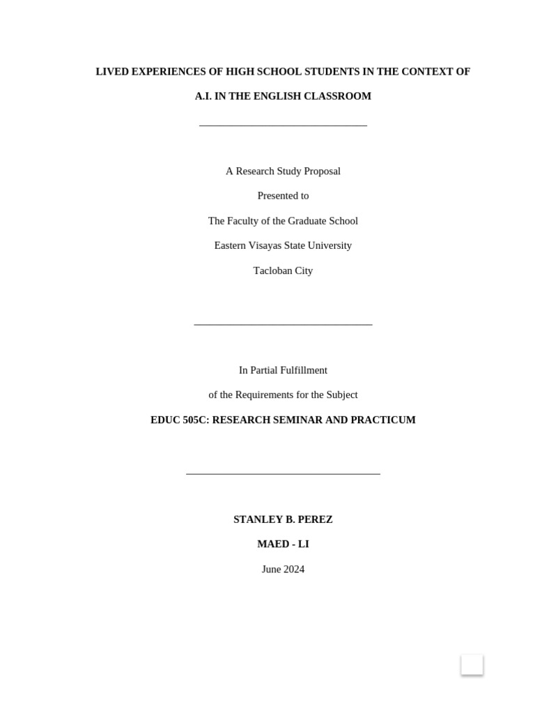 Lived Experiences of SHS in the context of A.I. in the English ...