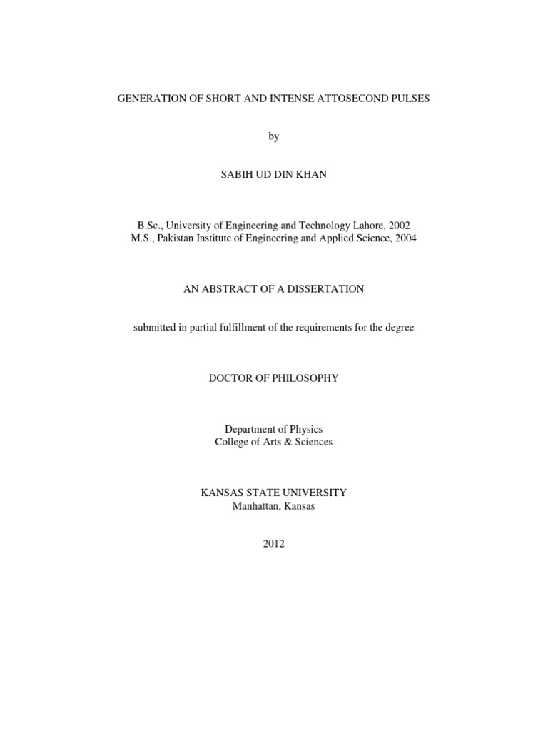 Phd 2012 Generation Of Short And Intense Attosecond Pulses Pdf Time Of Flight Mass