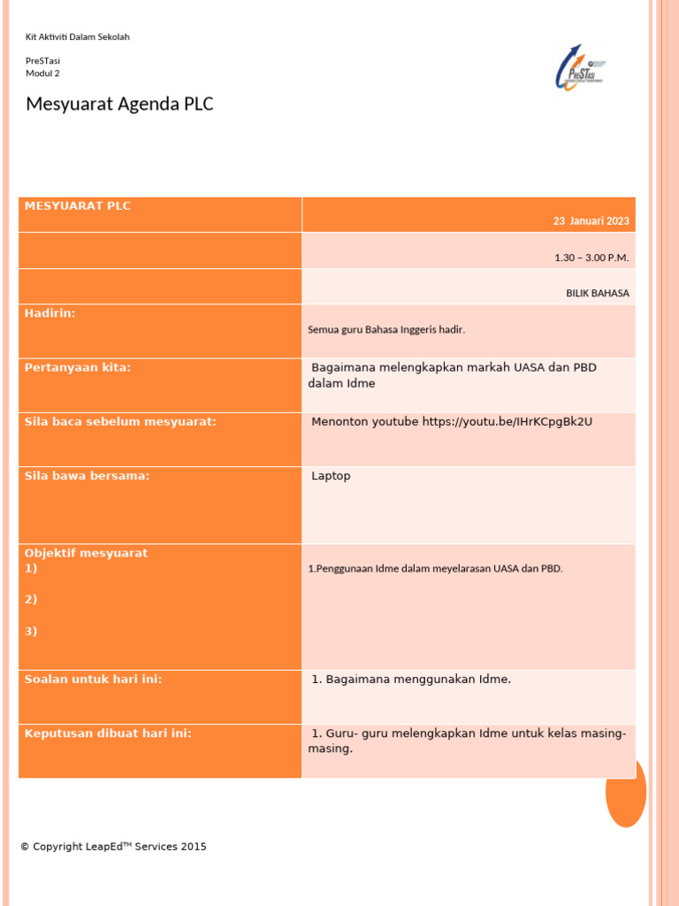 PLC 1 Bahasa Inggeris 2023 | PDF