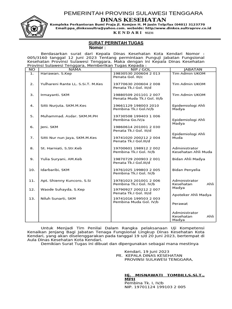 surat tugas irma | PDF