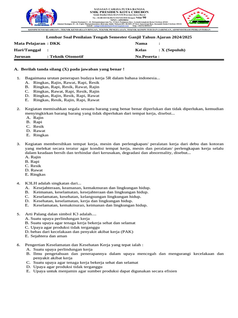 Soal PTS Produktif X TO (PTS 1 fix) | PDF
