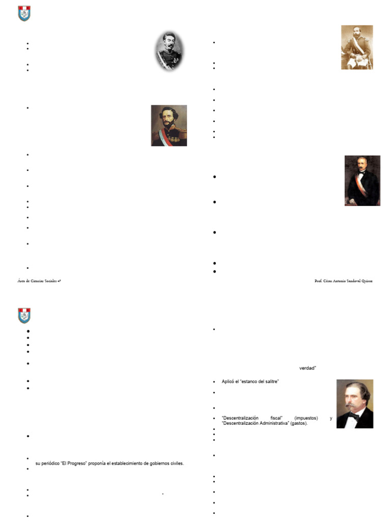 Resumido Del Primer Militarismo Al Primer Civilismo | PDF