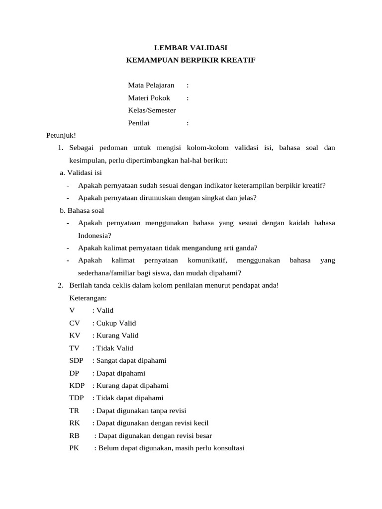 Lembar Validasi | PDF