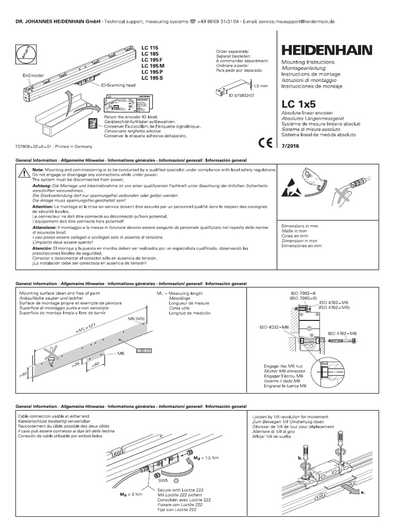 Heidenhain LC 115 185 195 F M P S Montageanleitung Mounting ...