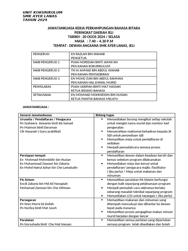Program Perkampungan Bahasa Bitara 2024 | PDF
