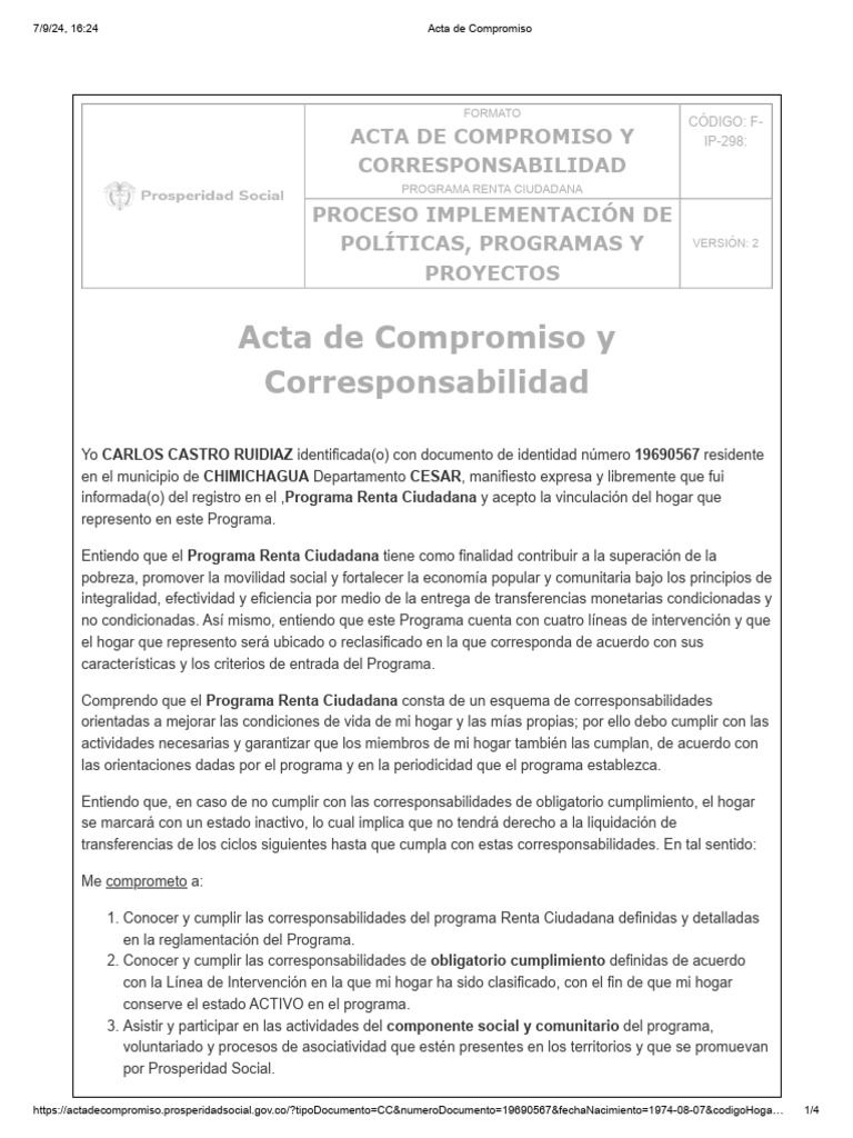 Acta de Compromiso 1 | PDF