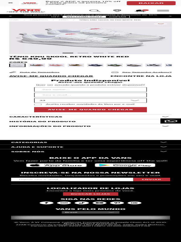 Tênis Knu Skool Retro White Red Vans | PDF