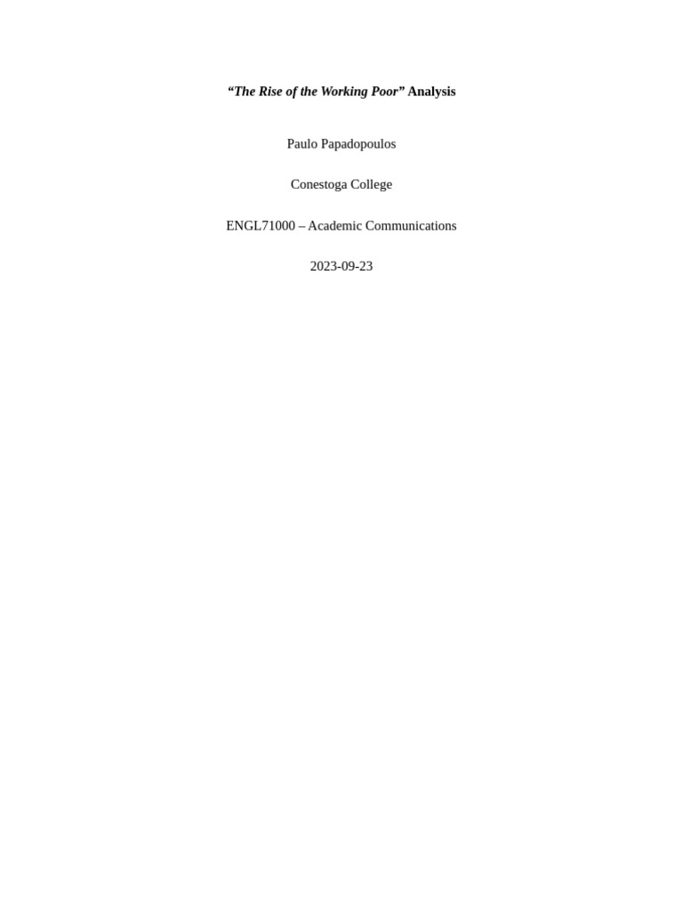 Paulo Papadopoulos Conestoga College ENGL71000 - Academic ...