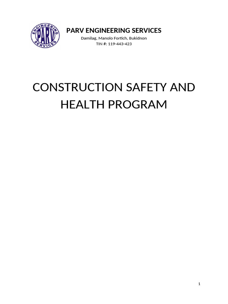 Construction Safety and Health Program | PDF