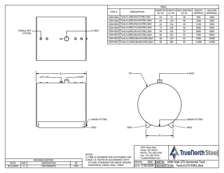 Single Wall Horizontal Tanks Drawing | PDF