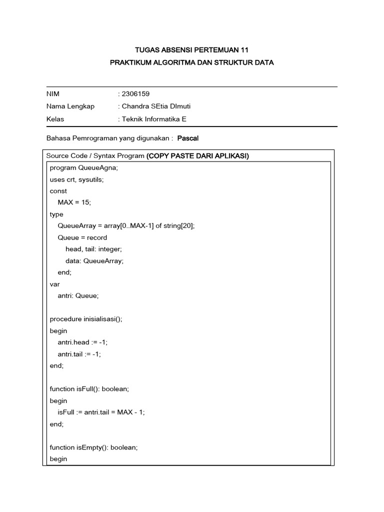ChandrSetiaDimukti Tugas 11 Queue | PDF