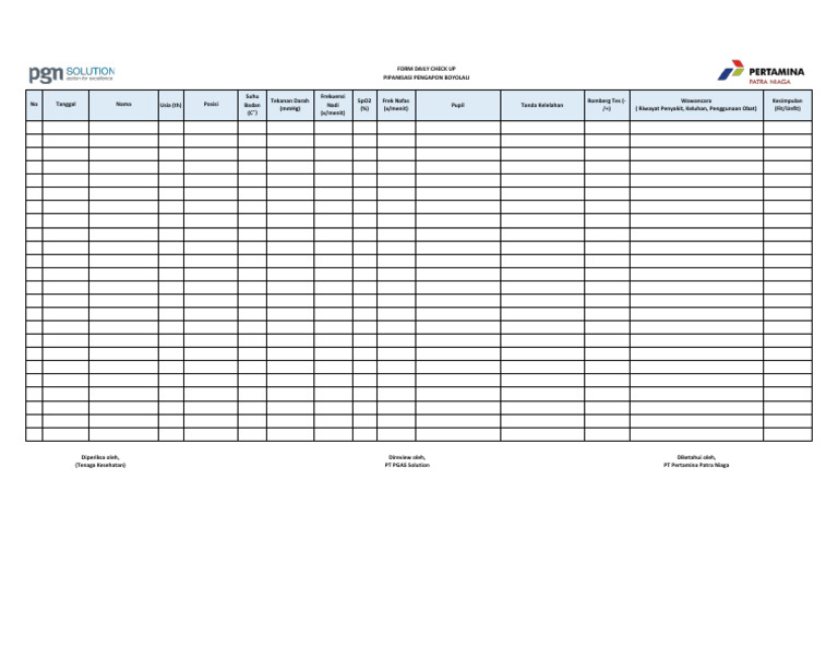Form Daily Check Up | PDF