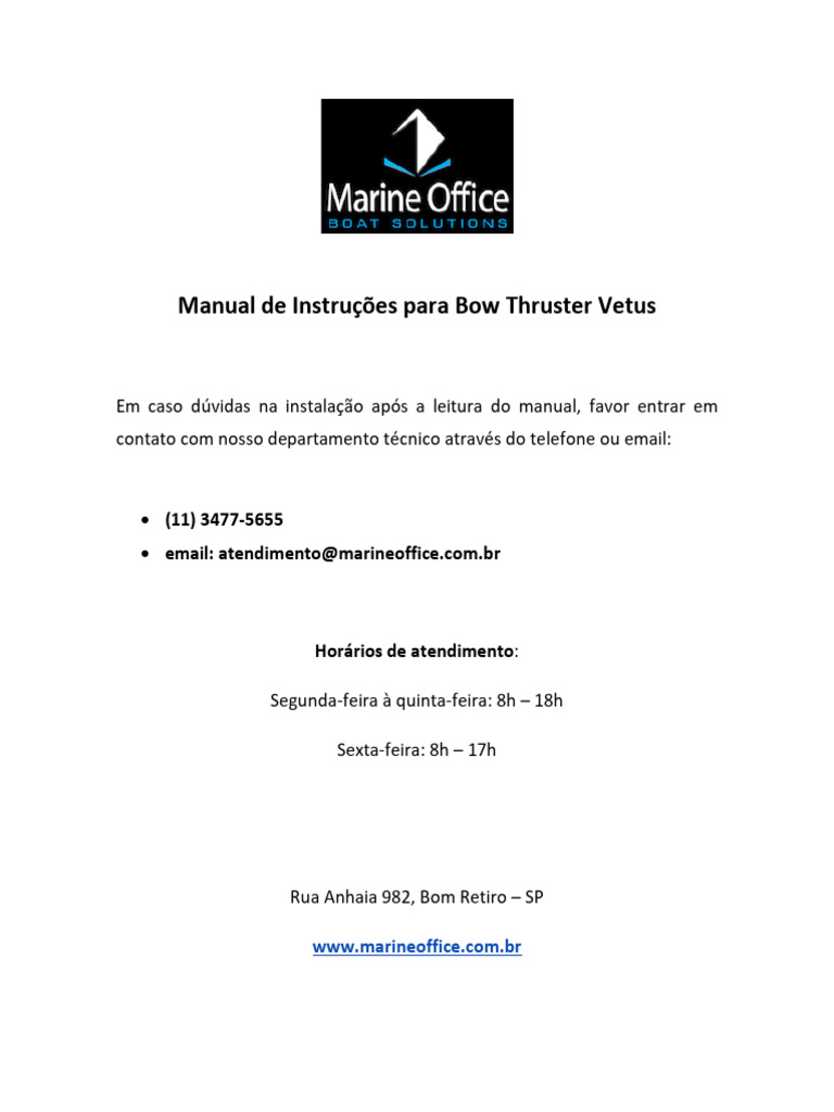 Manual BOW THRUSTER | PDF Manual BOW THRUSTER | PDF