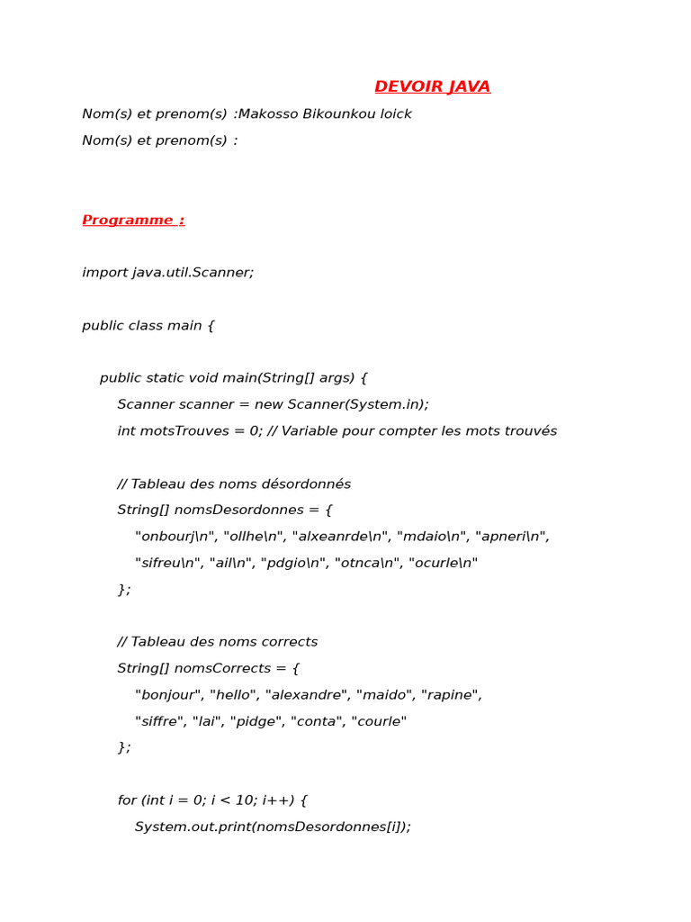 Devoir Java Boucle | PDF