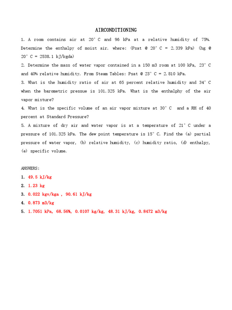 AIRCON - Problem Set 2 - Review | PDF