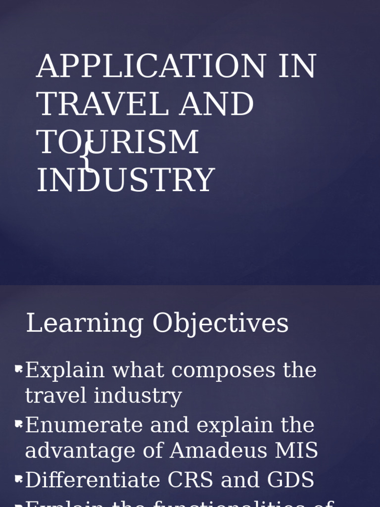 Applications in Travel and Tourism Industry | PDF