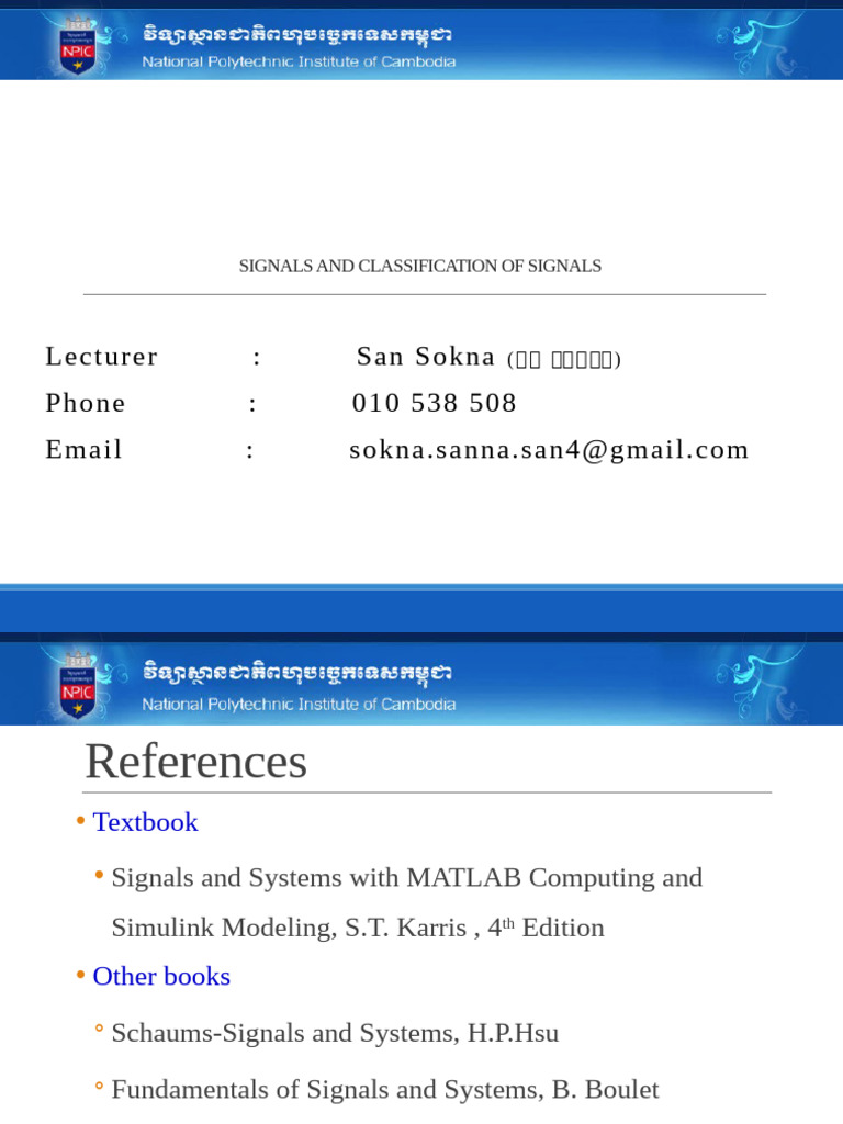 Lession 1 SIGNALS AND Classification of Signals | PDF