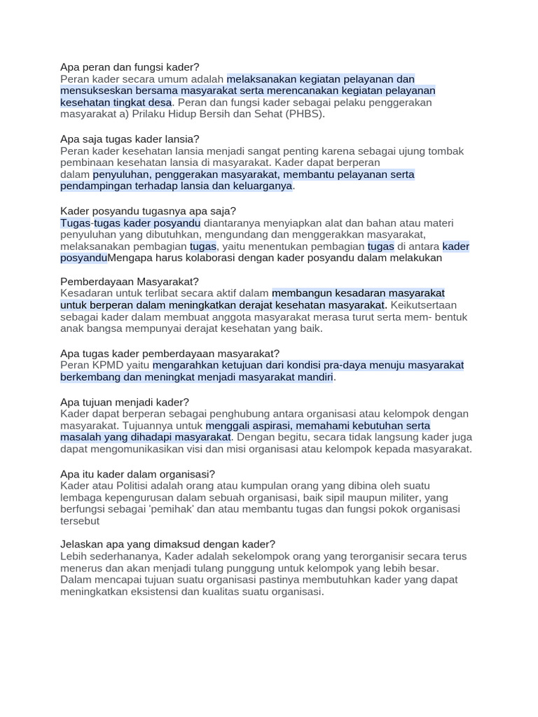 Apa Peran Kader | PDF