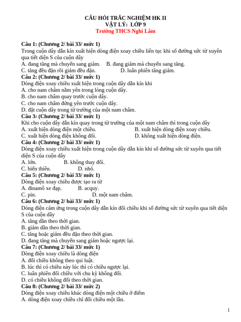 ĐỀ CƯƠNG HKII 1 | PDF