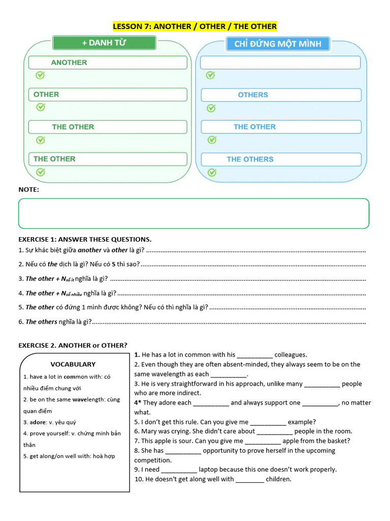 English Grammar: Another vs. Other | PDF