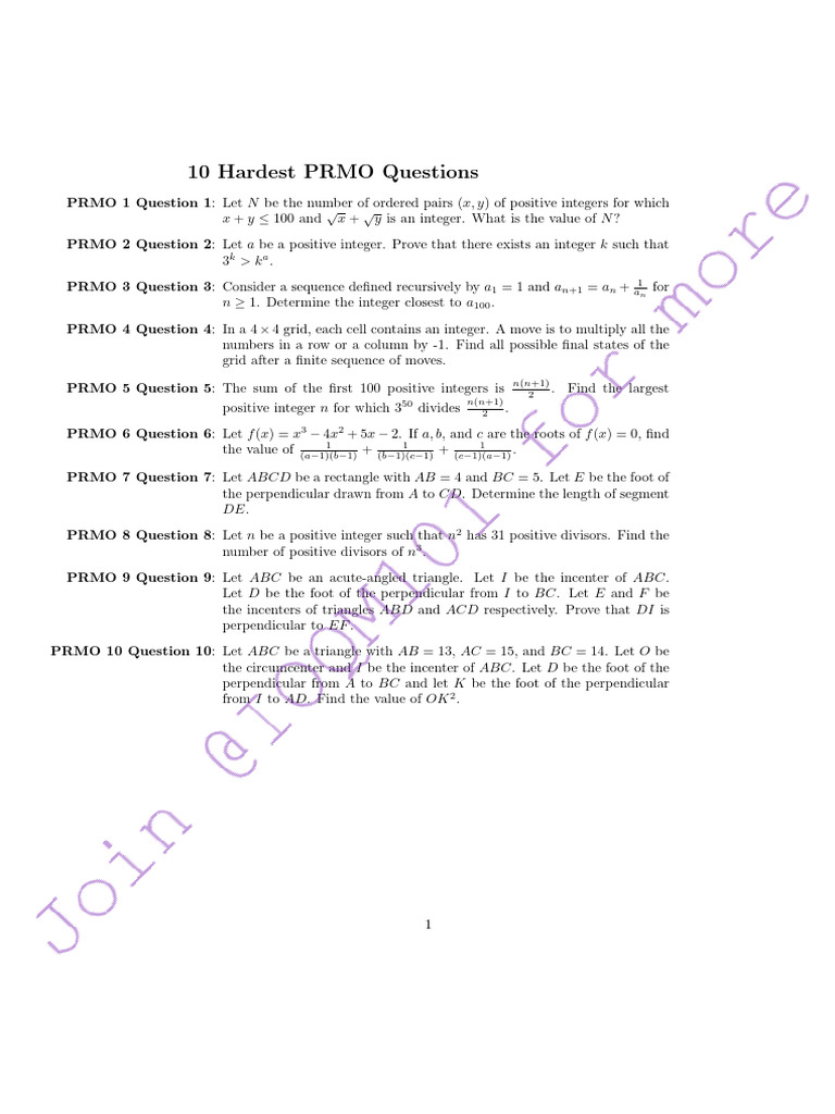 Prmo Hardest Problems | PDF
