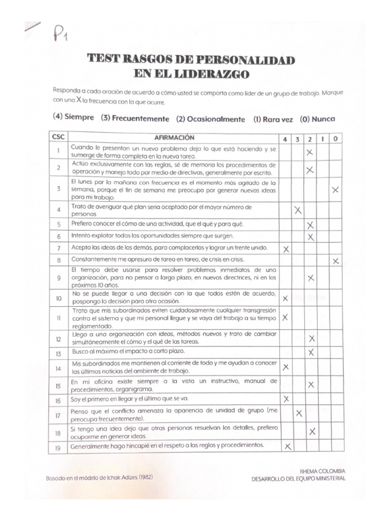 Test Rasgos de Personalidad | PDF