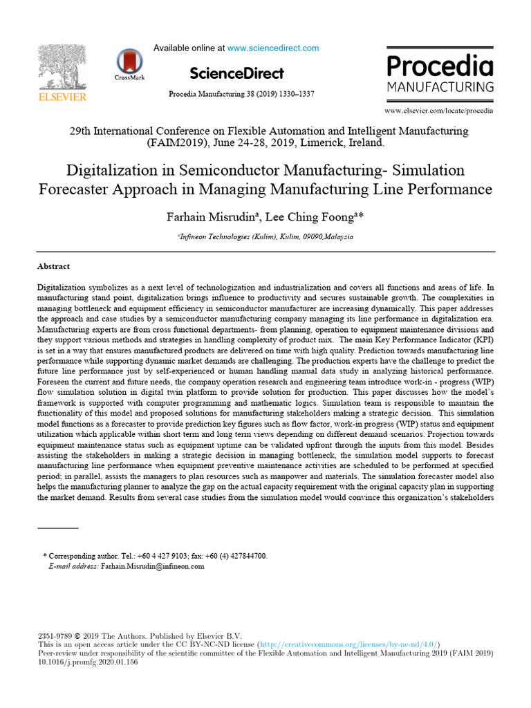 Digitalization in Semiconductor Manufacturing - Sim | PDF