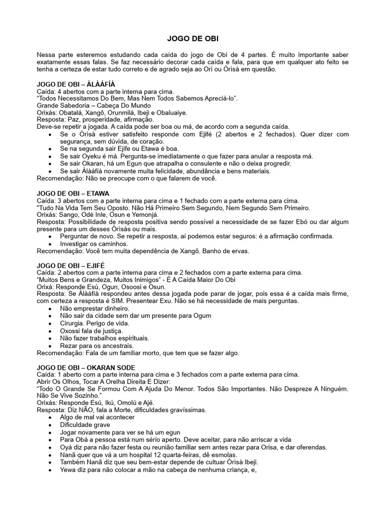 JOGO DE OBÍ | PDF