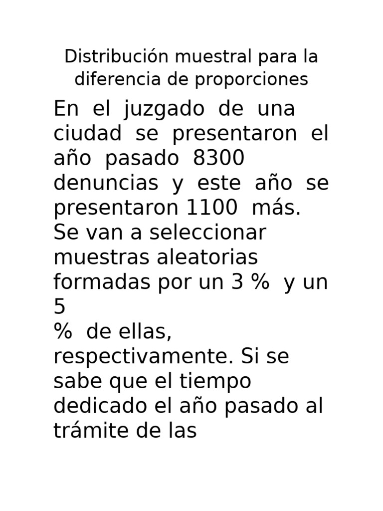 Distribución Muestral para La Diferencia de Proporciones-1 | PDF