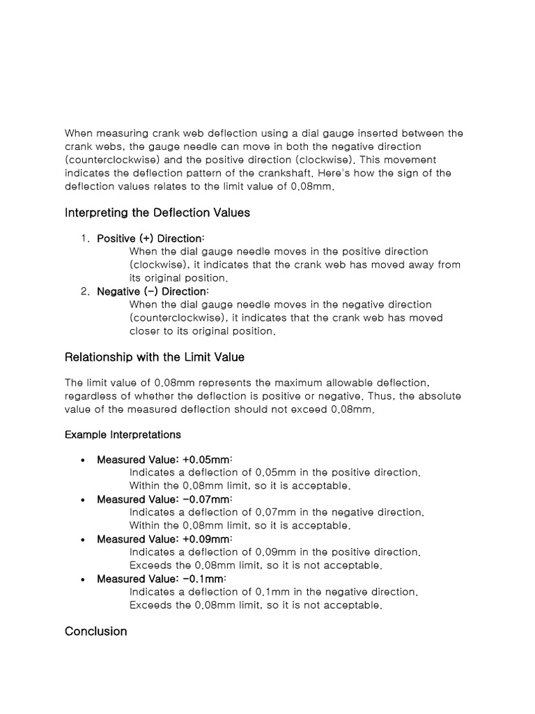 Understanding Crank Web Deflection Measurements and Limit Values | PDF Understanding Crank Web Deflection Measurements and Limit Values | PDF