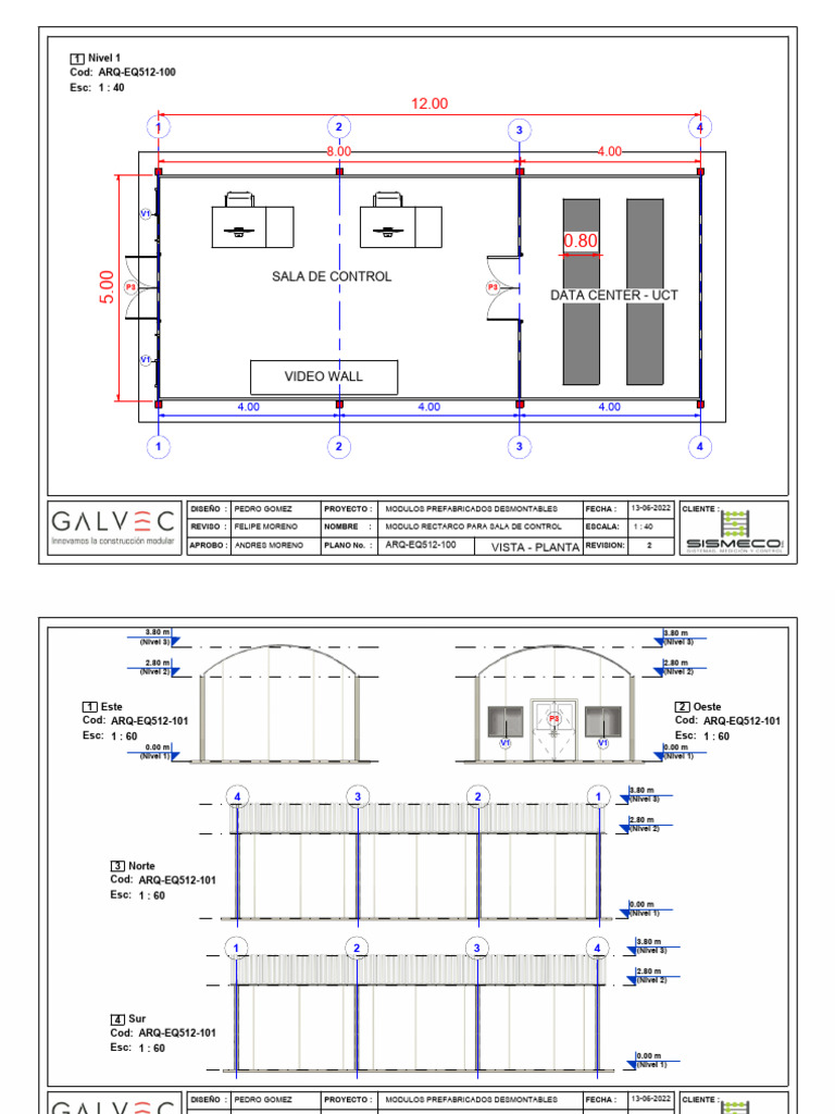 1. Plano Arquitectónico _ARQ-EQ512-100_ Modulo Rectarco Sala de Control y Data Center _rev 2 | PDF