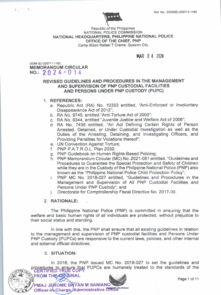 PNP MC No. 2024 014 | PDF | Hospital | Social Science