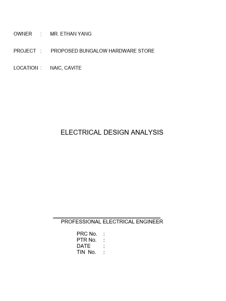 Bungalow Hardware Store Electrical Design Analysis | PDF