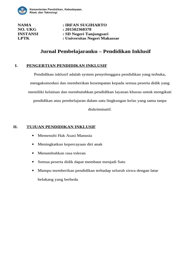 Modul 3 - Jurnal Pembelajaranku-Pendidikan Inklusif | PDF