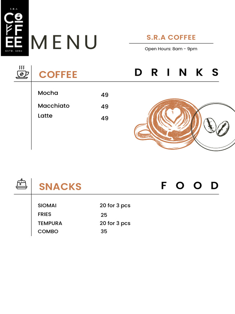 Off White Clean Minimalist Coffee Cafe Menu | PDF