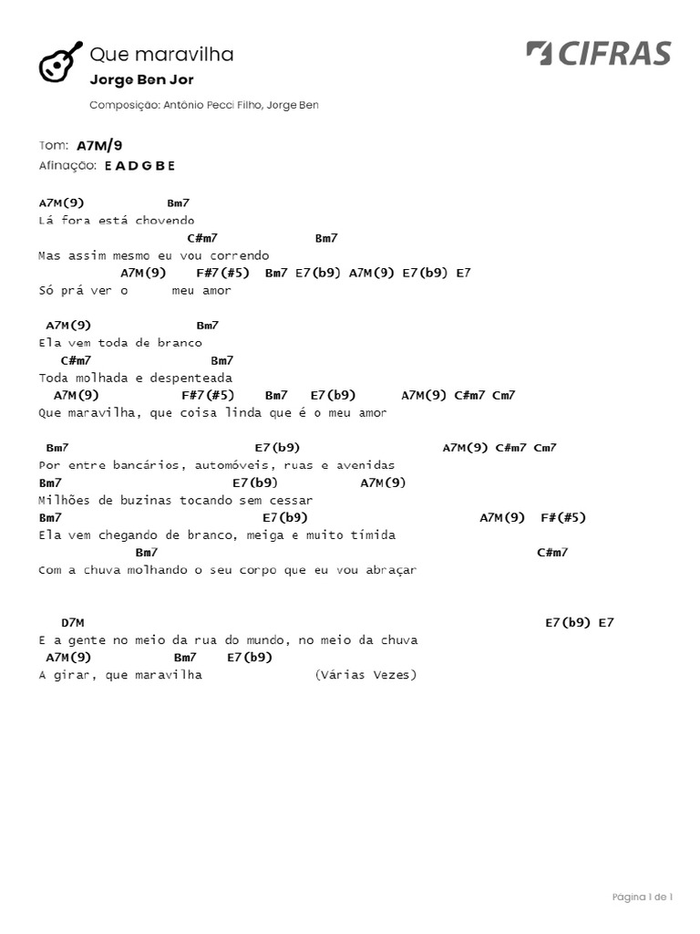CIFRAS Cifra Jorge-Ben-Jor Que-Maravilha | PDF