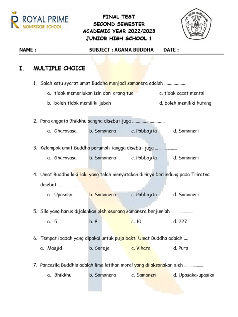 Final Test 1 SMP (Semester 2) | PDF