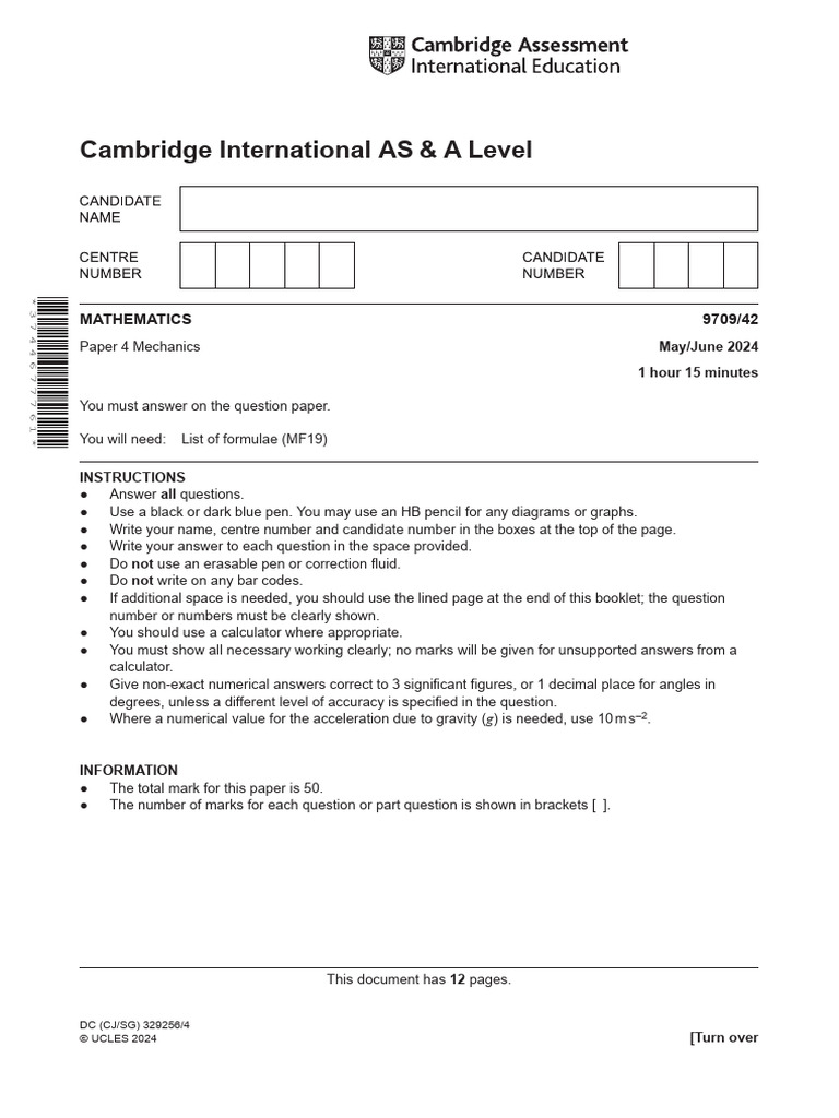 Cambridge International AS & A Level: MATHEMATICS 9709/42 | PDF