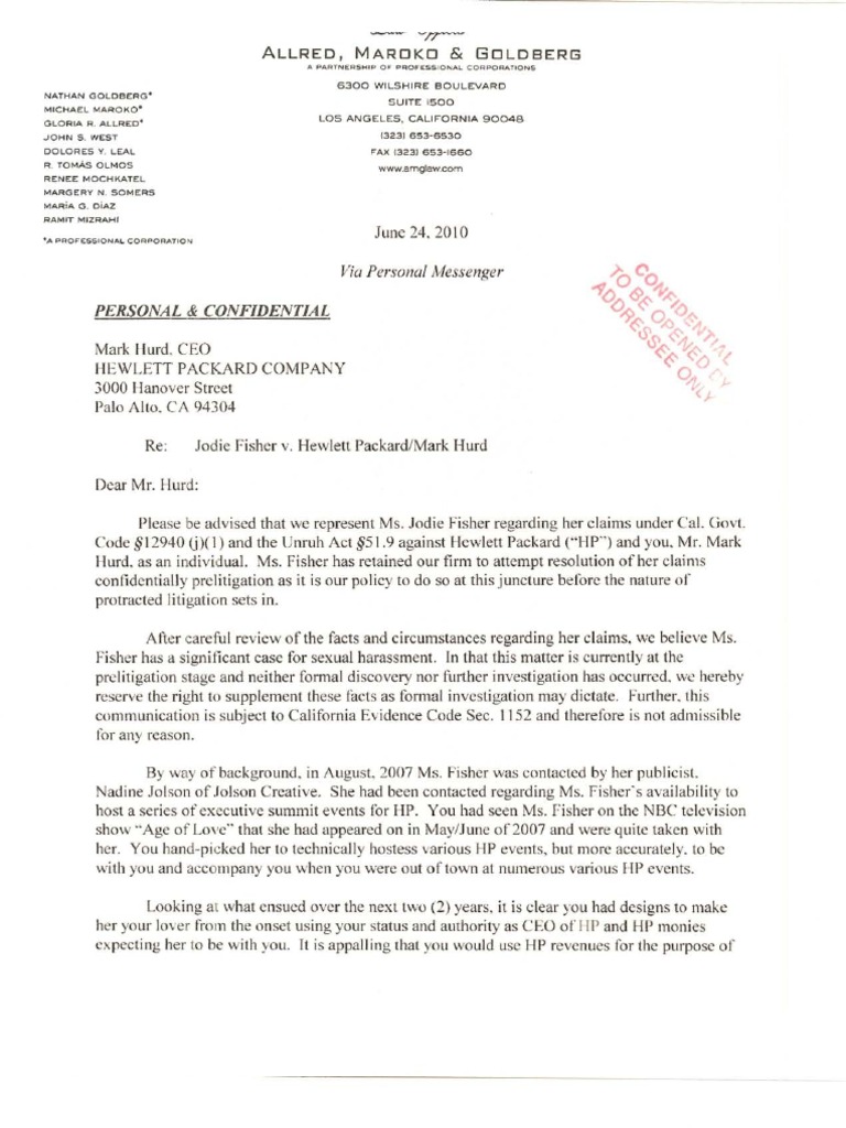 Allred Letter Redacted New