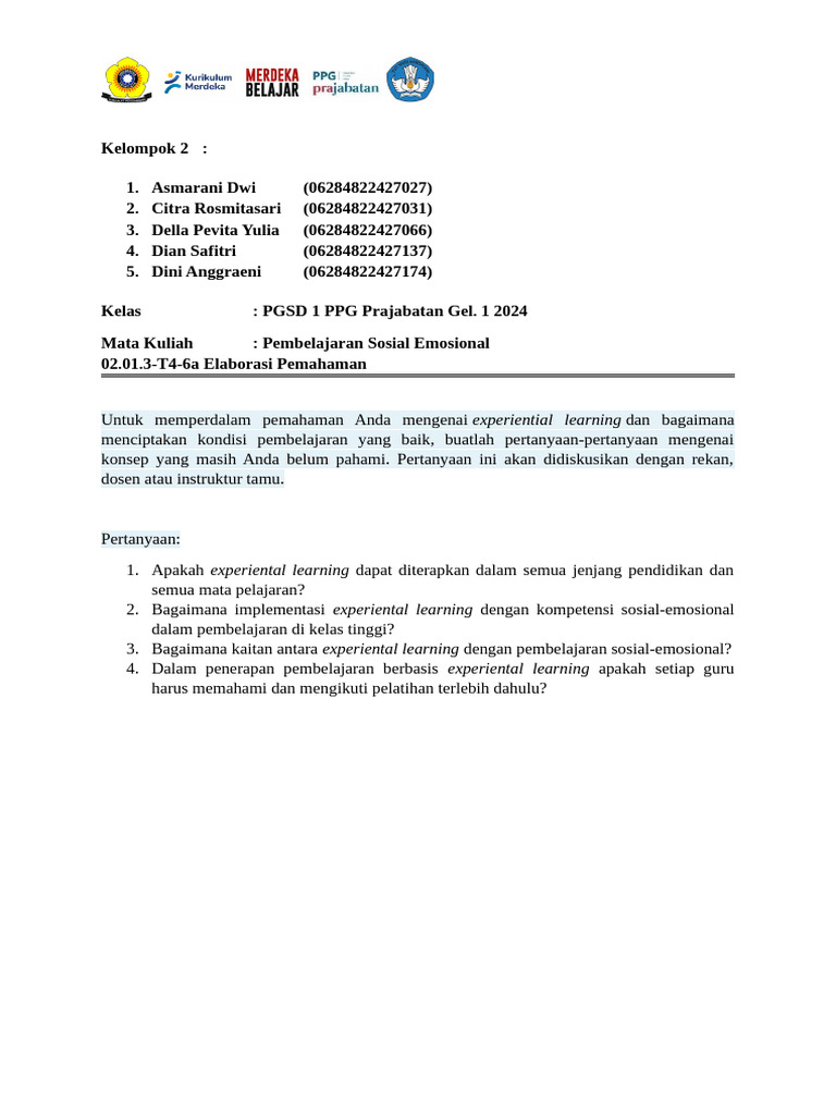 Kelompok 2 - T4 Elaborasi Pemahaman MK PSE | PDF