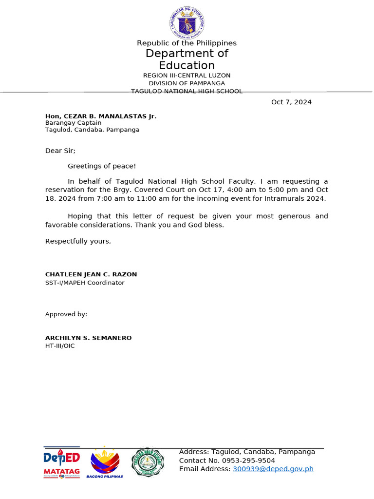Letter-to-Brgy Captain | PDF