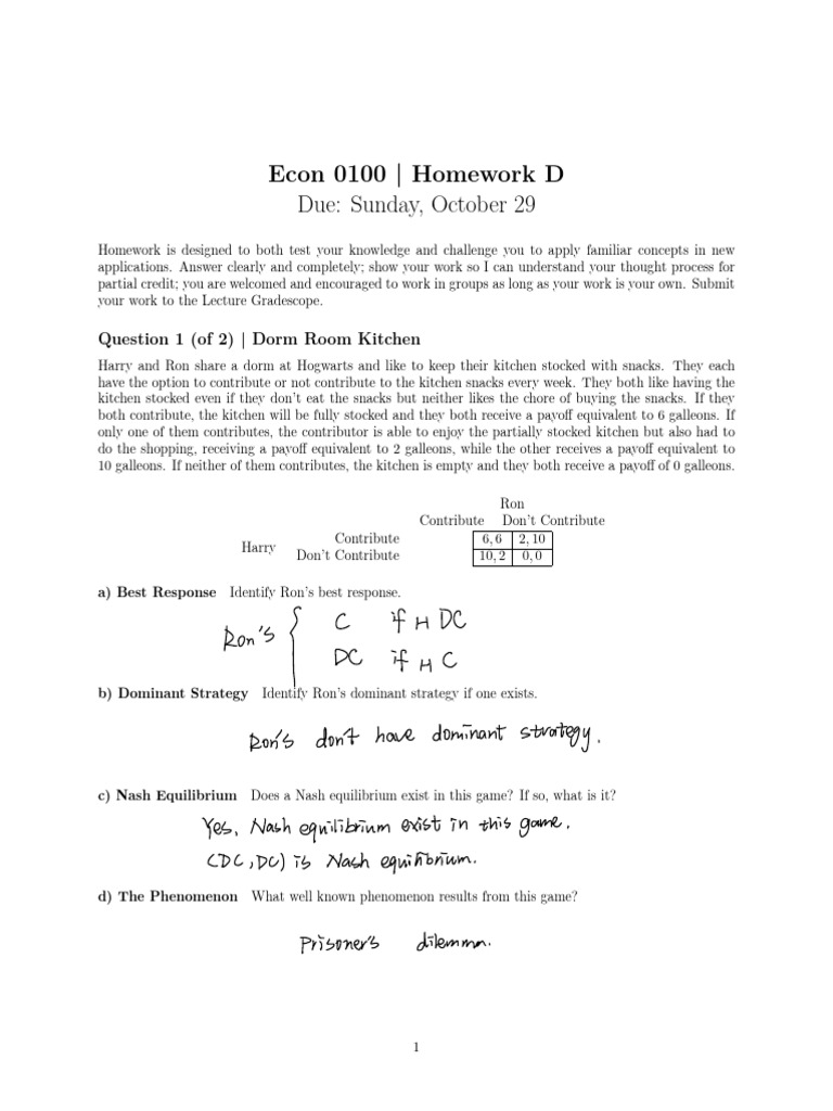 Econ 0100 - Homework D: Due: Sunday, October 29 | PDF